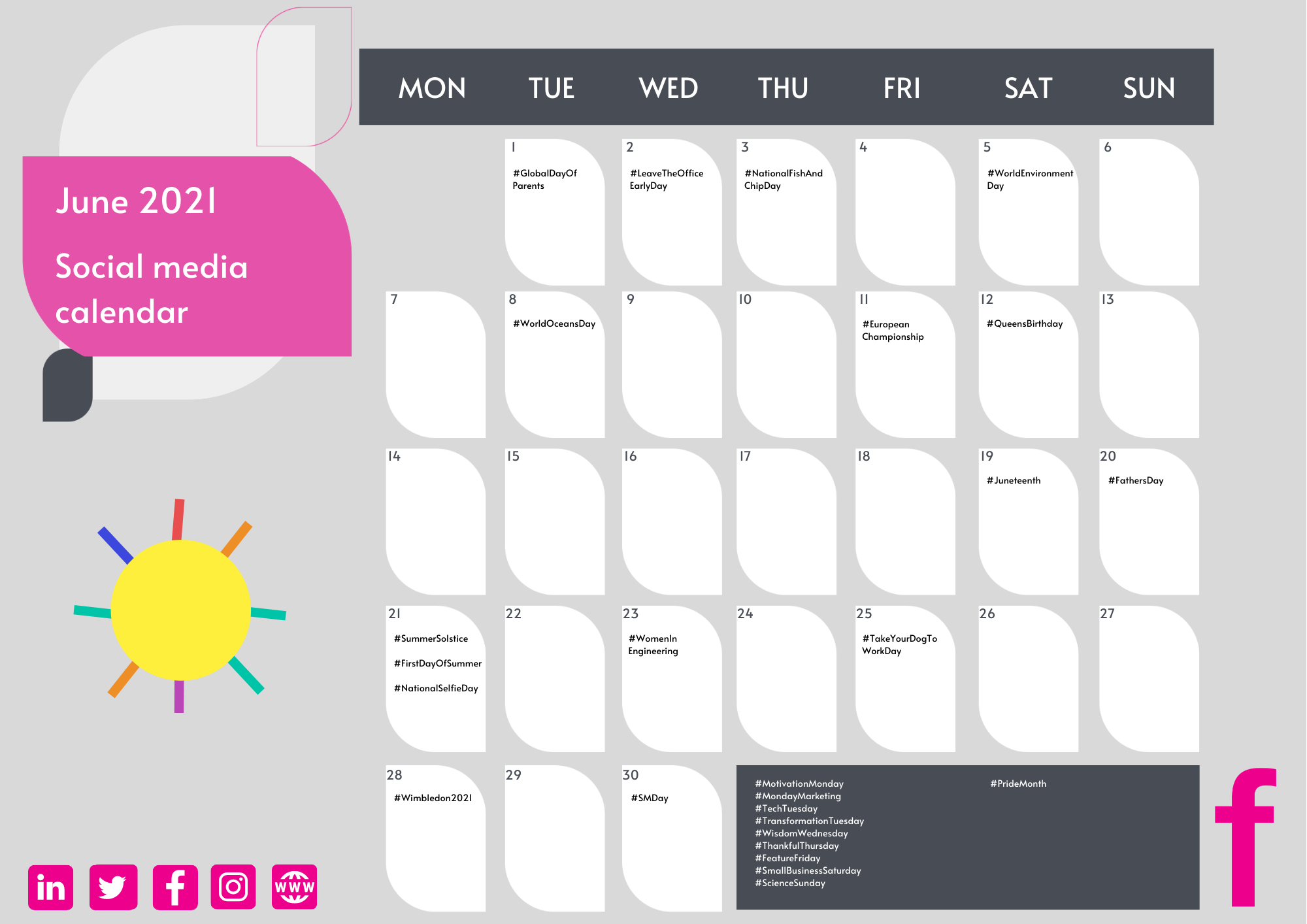 June 2021 social media calendar